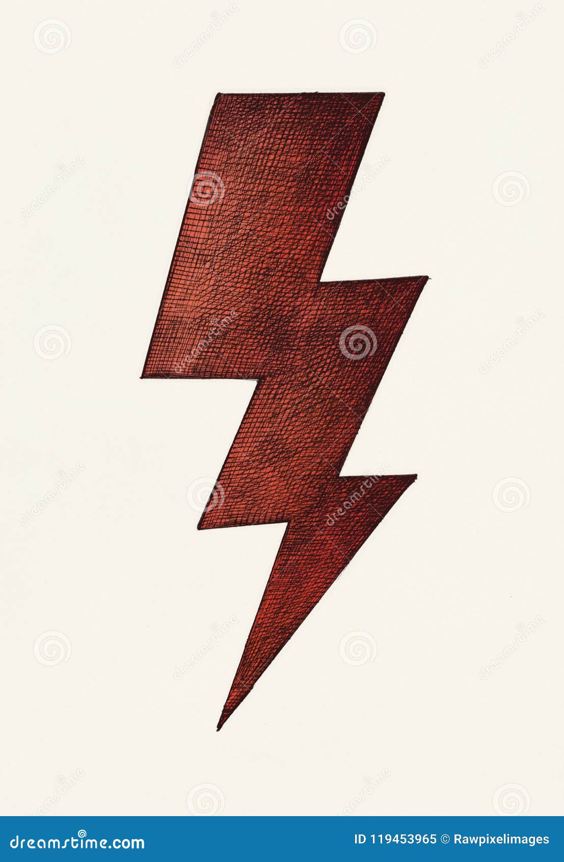 Hand-drawn Red Lightning Illustration Stock Illustration - Illustration ...