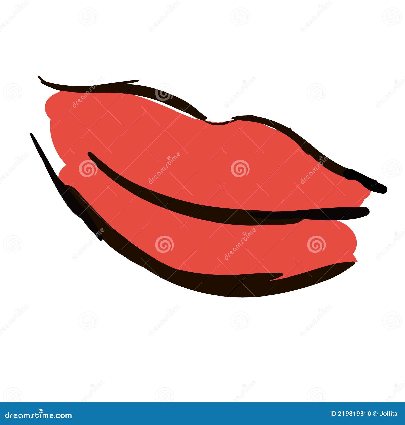 Hand-Drawn Red Lips. Doodle Vector Illustration. Make Up Stock Vector ...