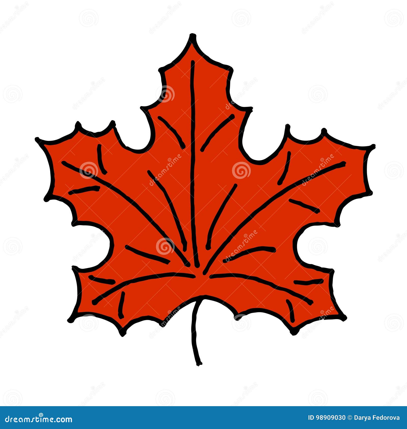 Hand Drawn Red Maple Leaf Doodle Illustration Stock Illustration ...