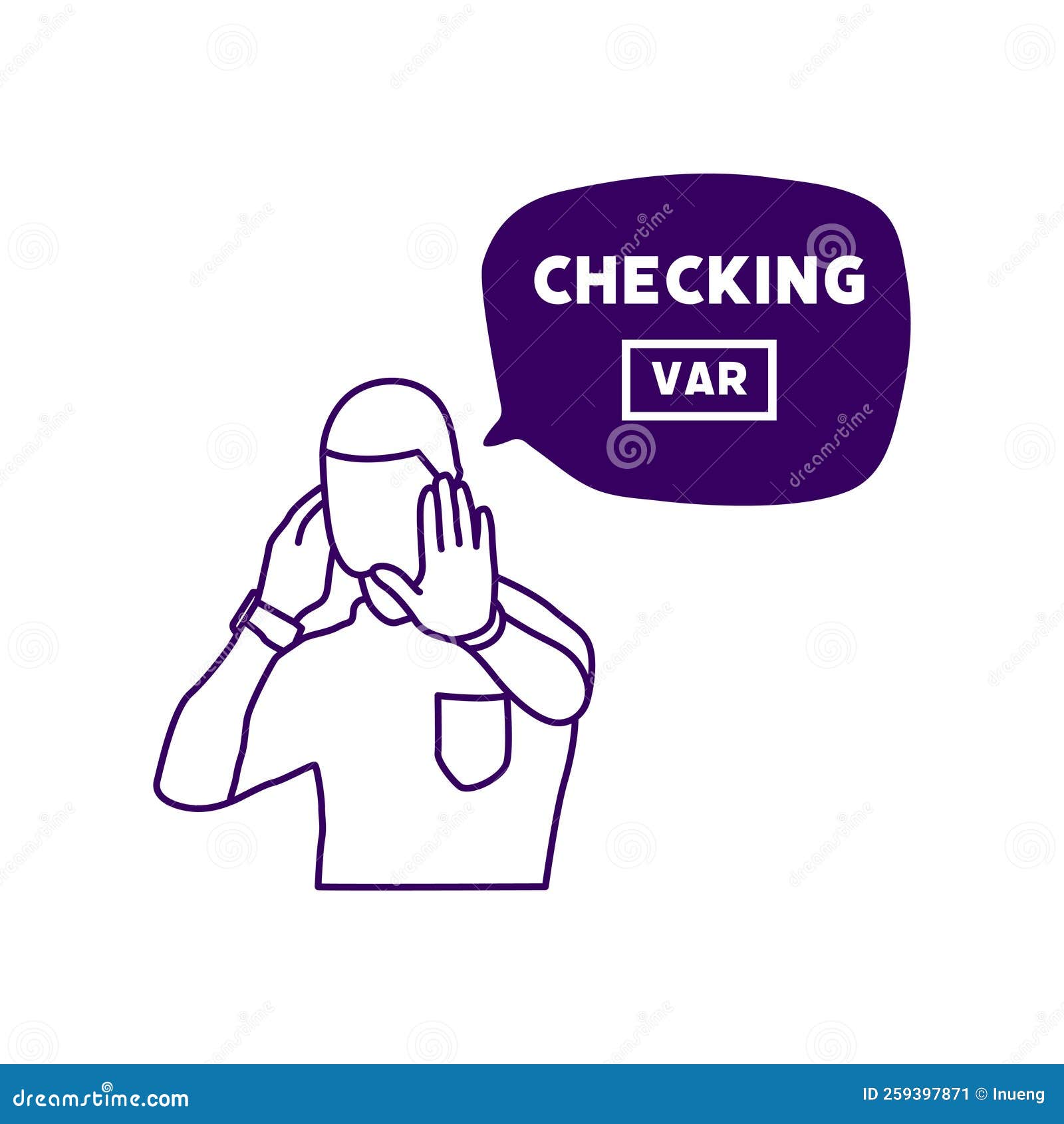 Hand Drawn Referee Waiting for VAR Check Stock Vector - Illustration of ...