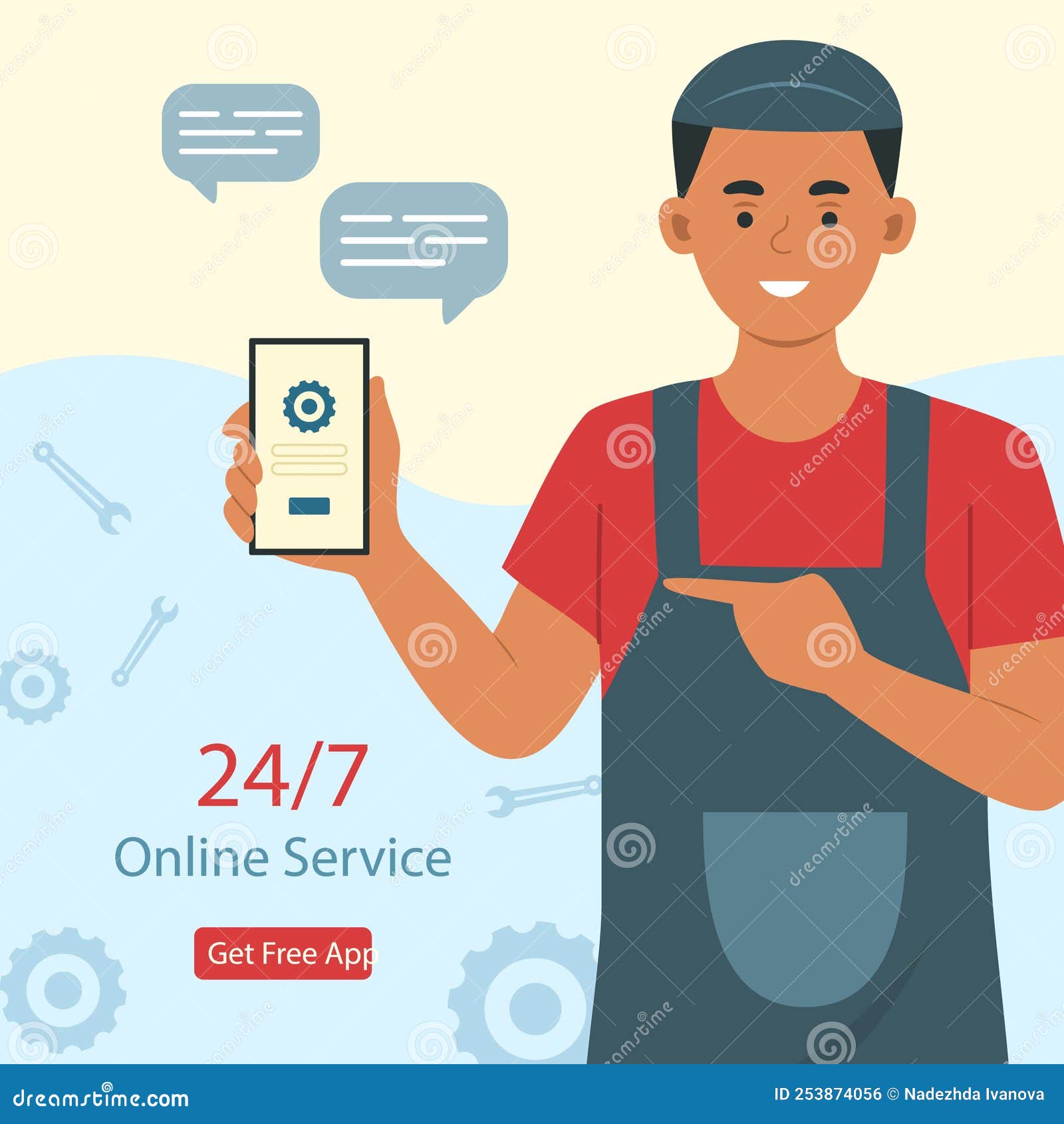 Hand Drawn Repair Shop Template Design Vector Illustration. Stock ...