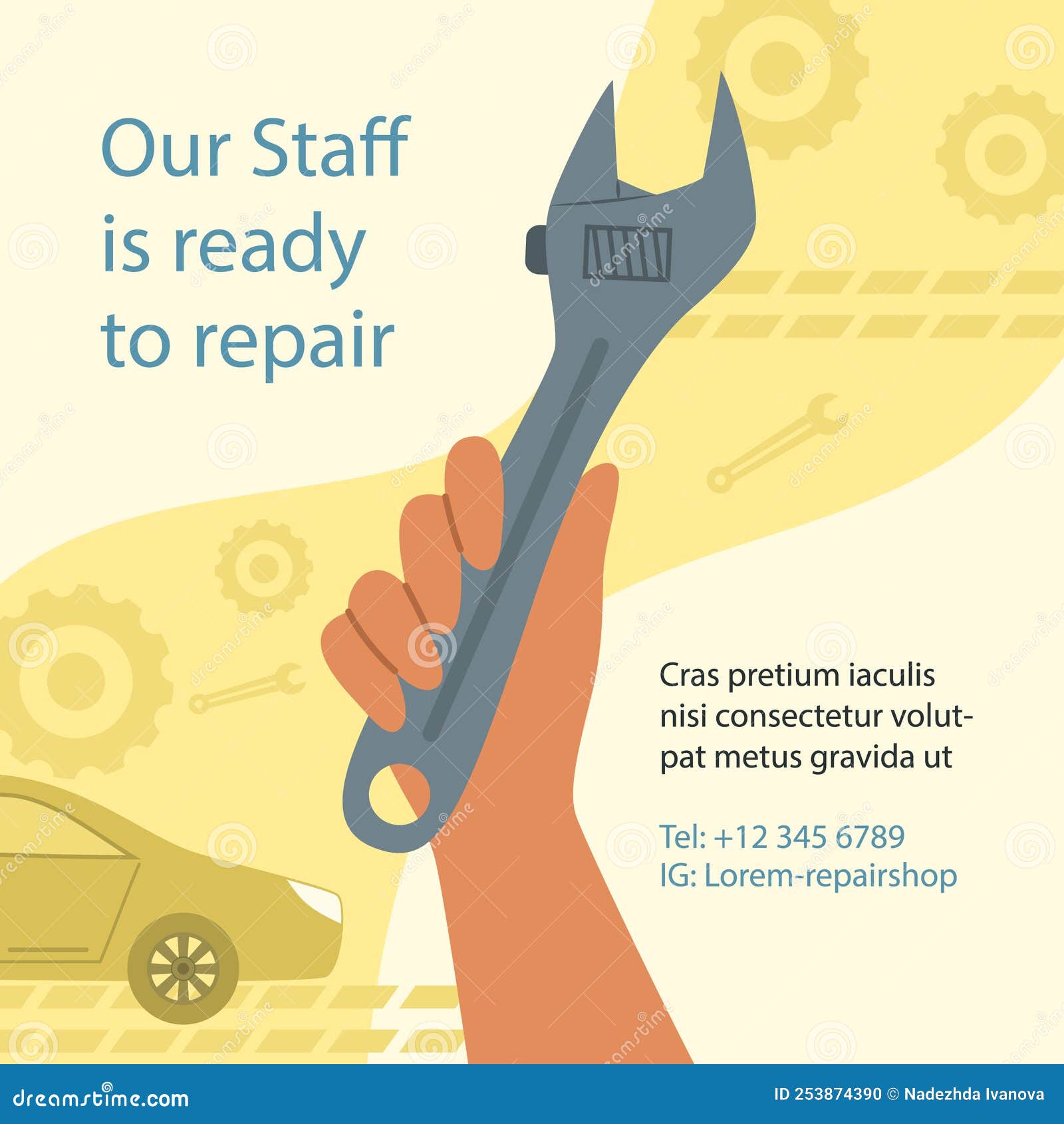 Hand Drawn Repair Shop Template Design Vector Illustration. Stock ...