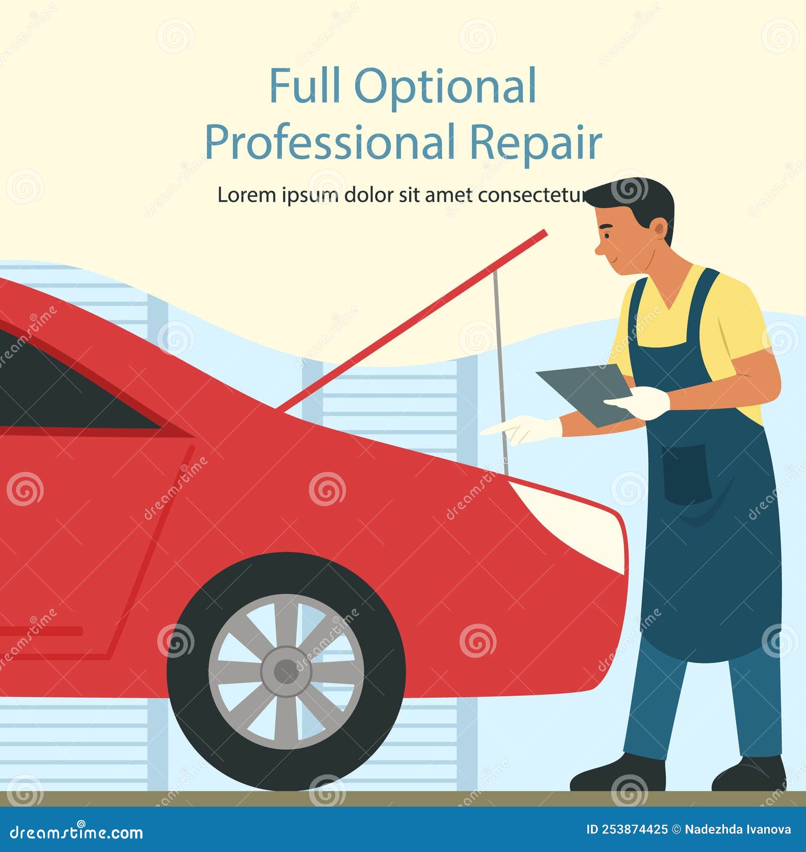Hand Drawn Repair Shop Template Design Vector Illustration. Stock ...