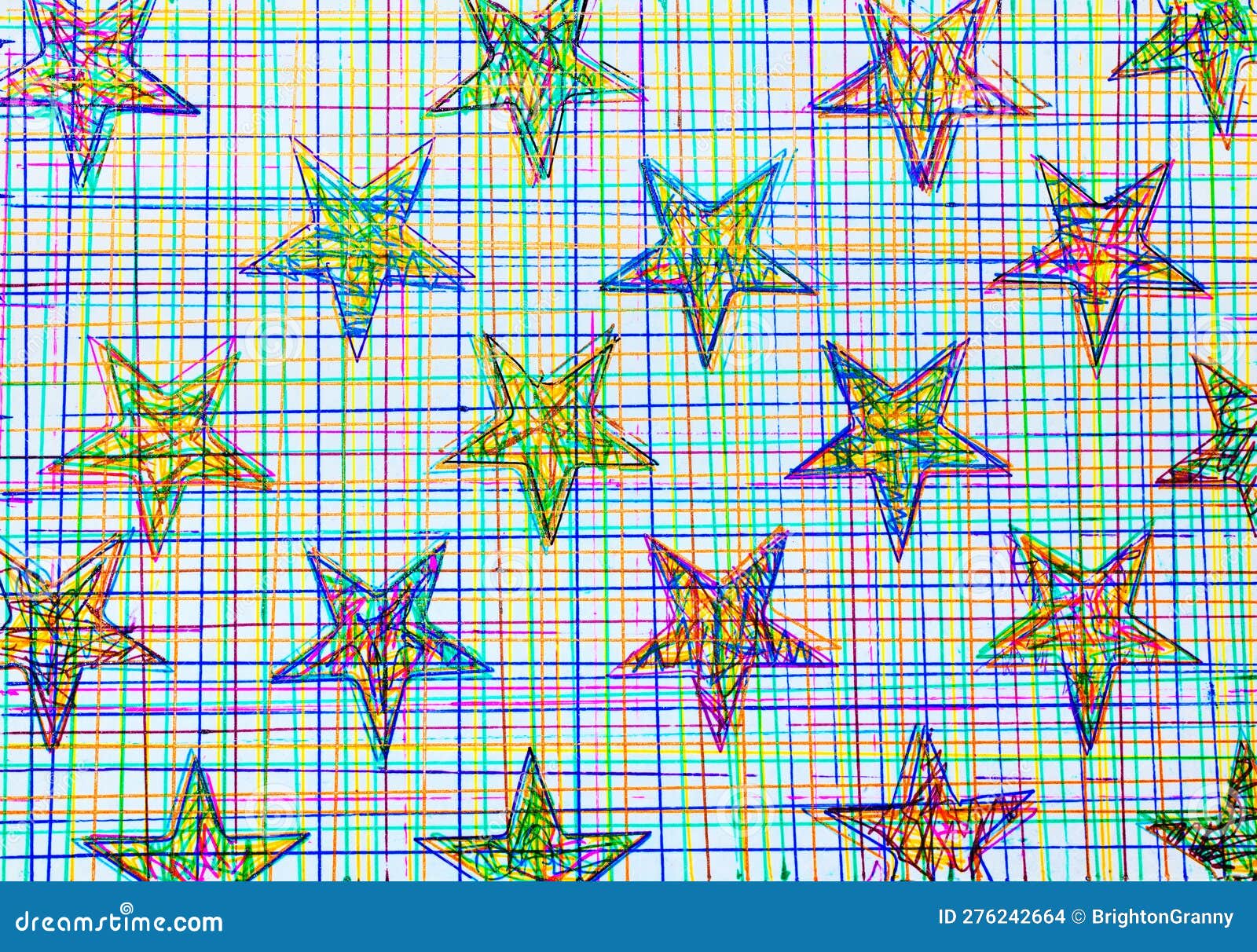 Hand Drawn Repeat Pattern of Stars with Lots of Lines. Stock Photo ...