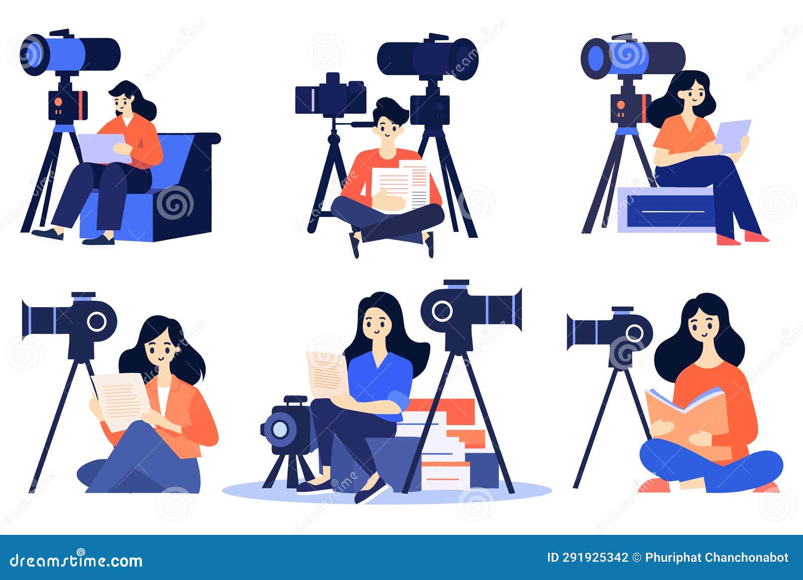 Hand Drawn Reporter Character in Flat Style Stock Vector - Illustration ...