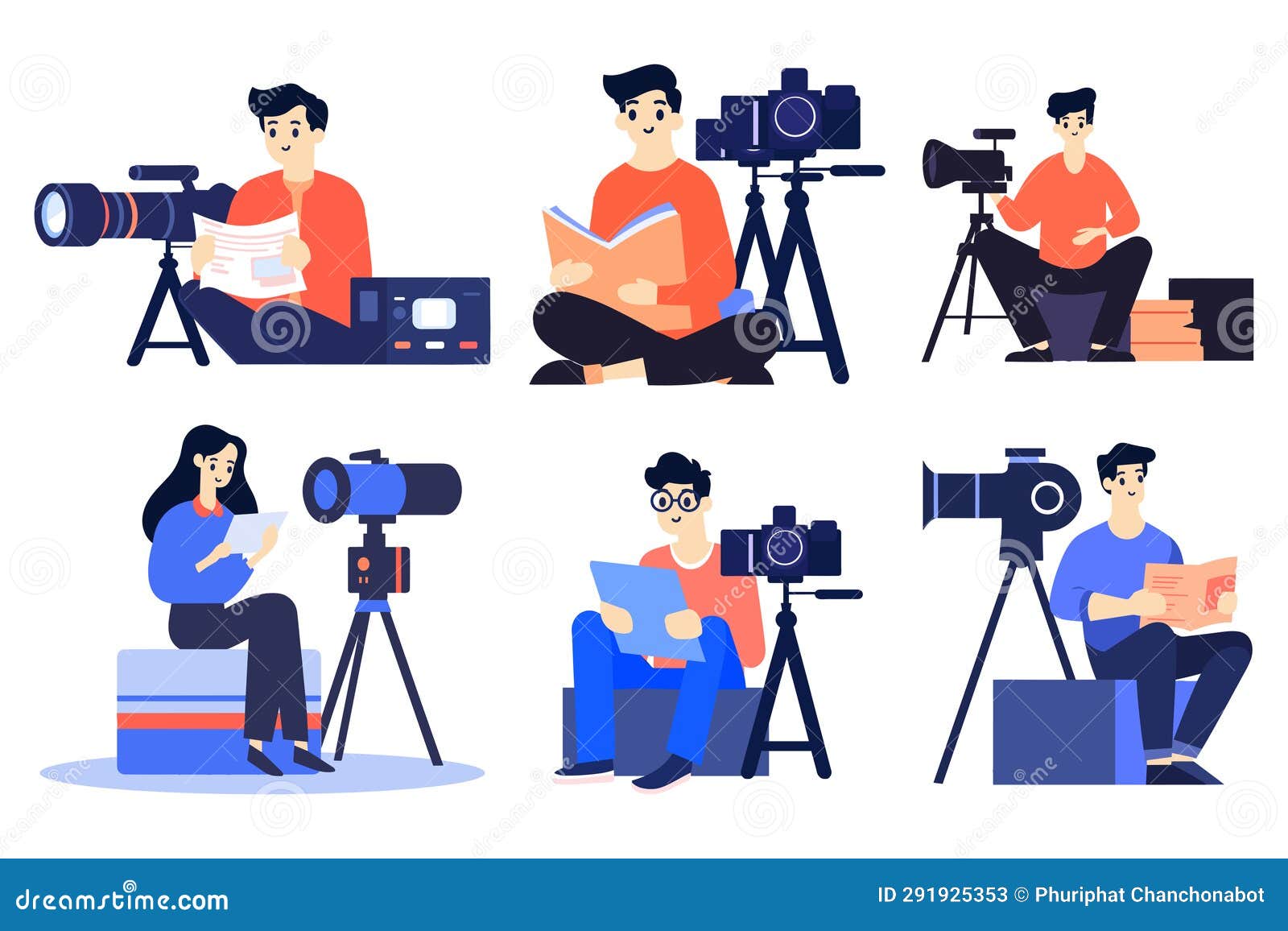 Hand Drawn Reporter Character in Flat Style Stock Vector - Illustration ...