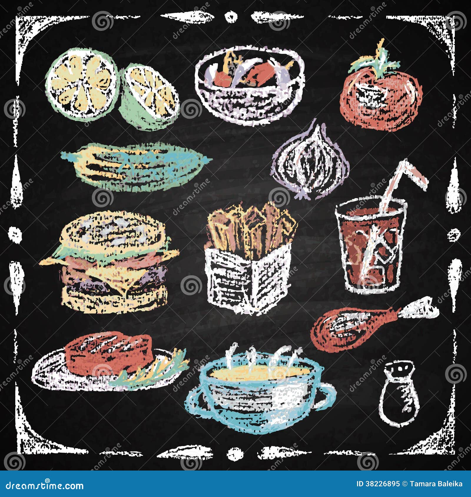 Hand Drawn Restaurant Menu Elements. Stock Vector - Illustration of ...