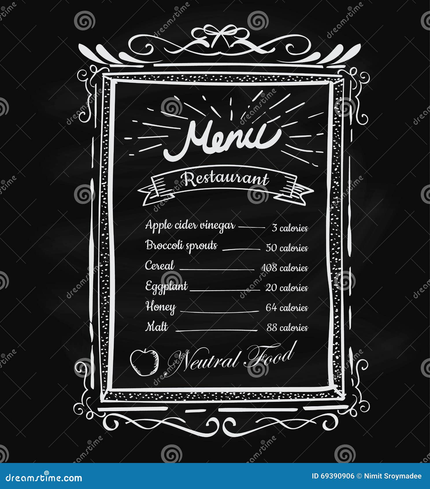 Hand Drawn Restaurant Menu Vintage Blackboard Frame Label Stock Vector ...