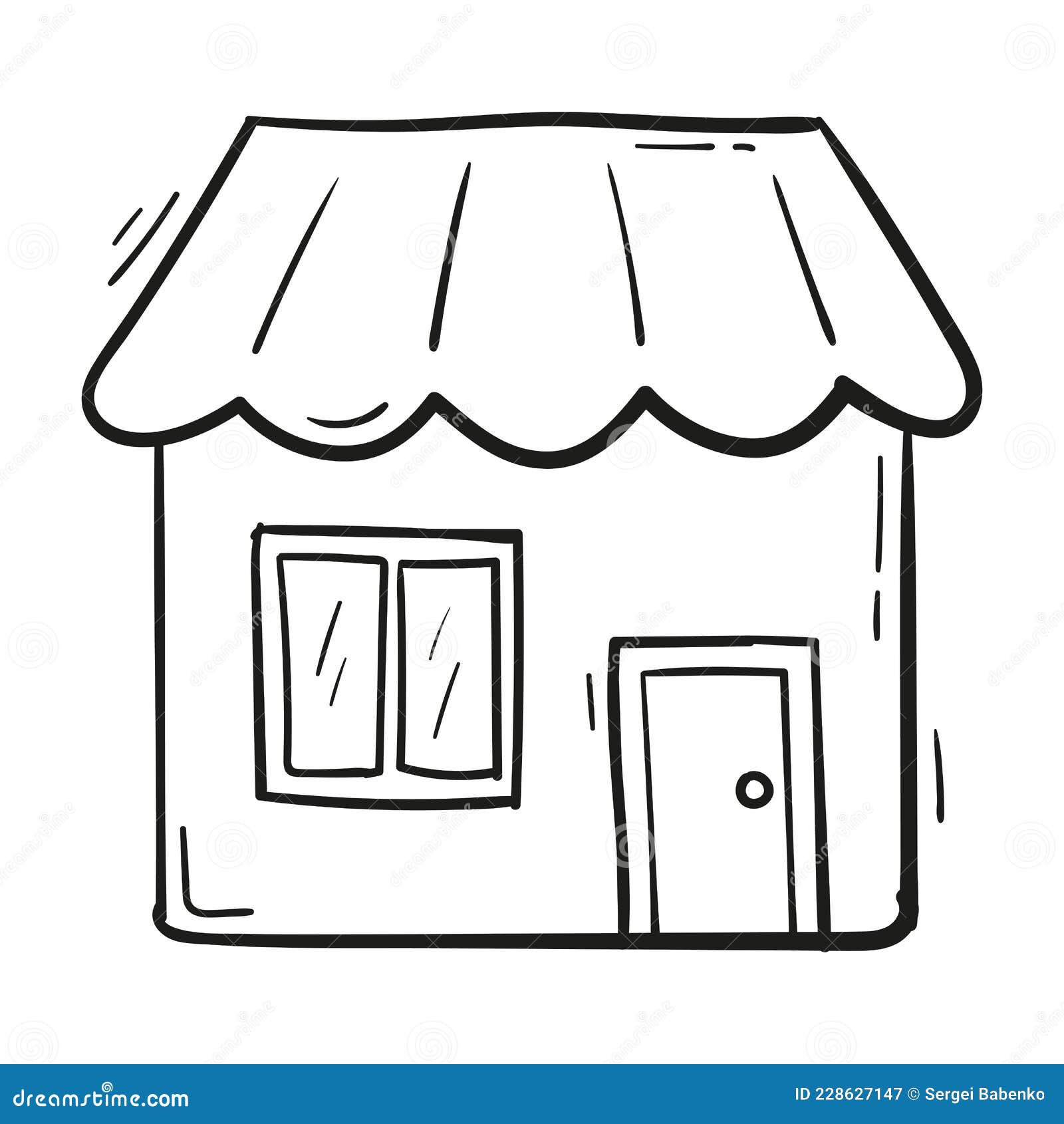 Hand Drawn Retail Shop Icon in Doodle Style Isolated Stock Vector ...