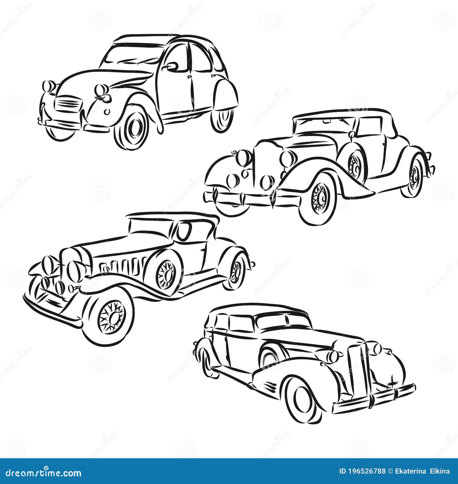 Hand Drawn Retro Car. Vector. Retro Car, Vector Sketch Illustration ...