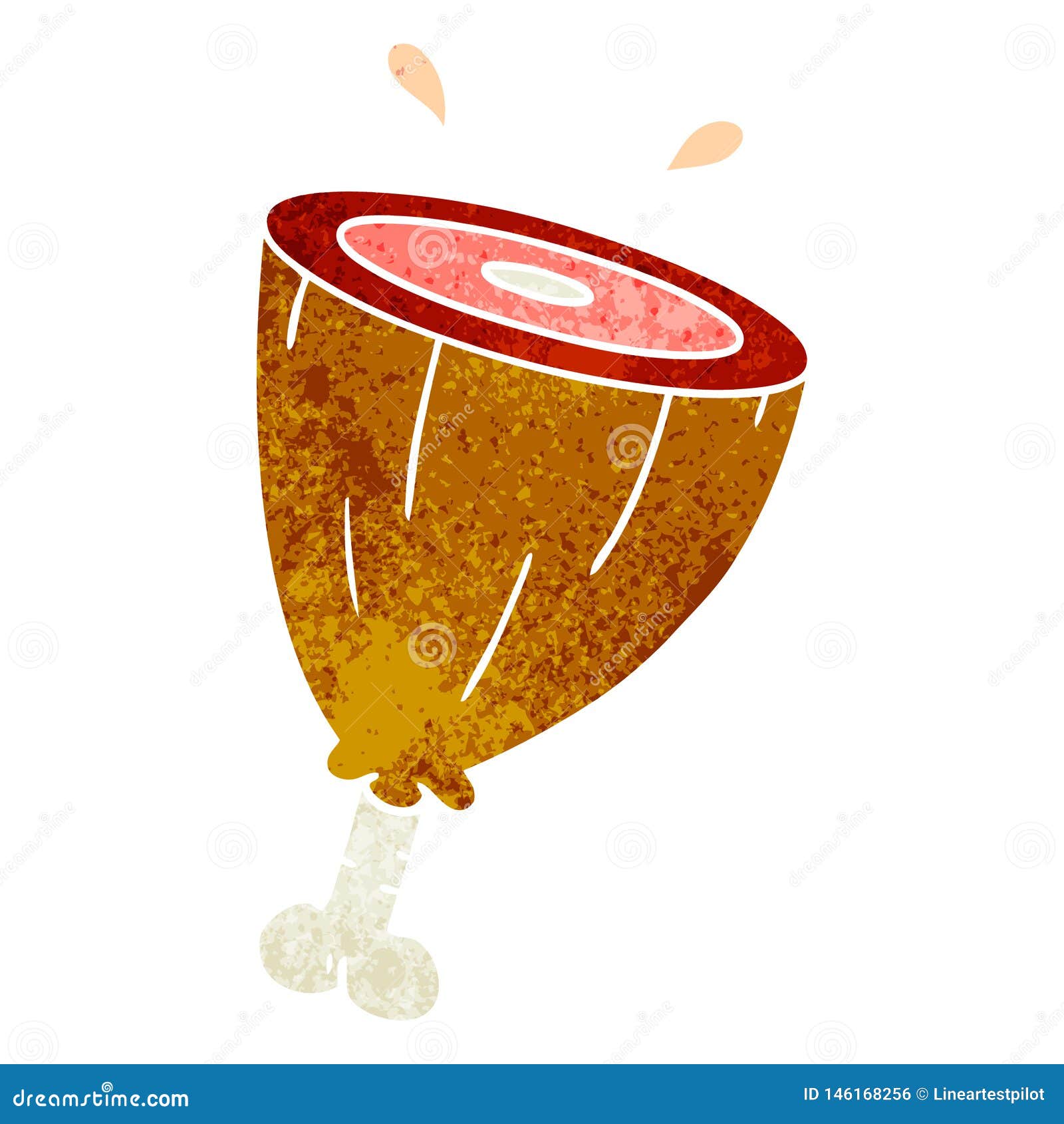 Hand Drawn Retro Cartoon Doodle of a Joint of Ham Stock Vector ...