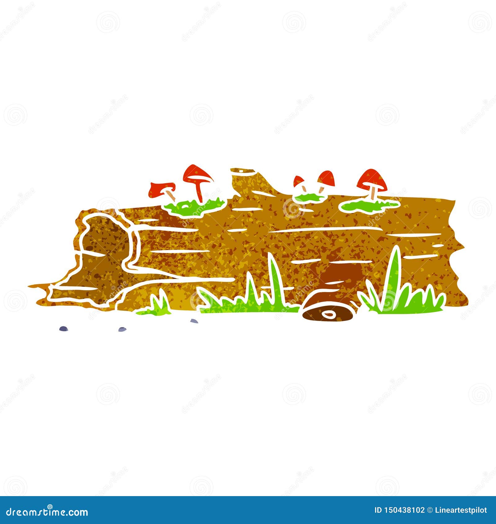 Hand Drawn Retro Cartoon Doodle of a Tree Log Stock Vector ...