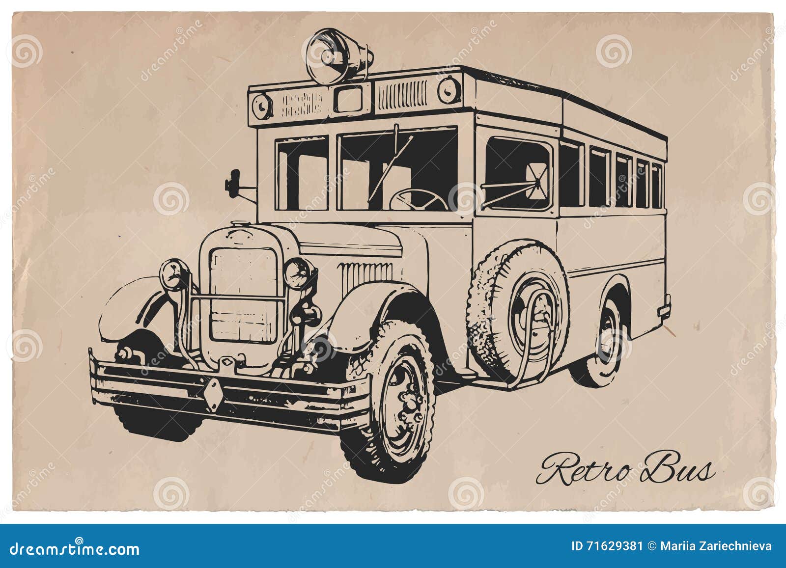 Retro Omnibus Illustration Cartoon Vector | CartoonDealer.com #74438891