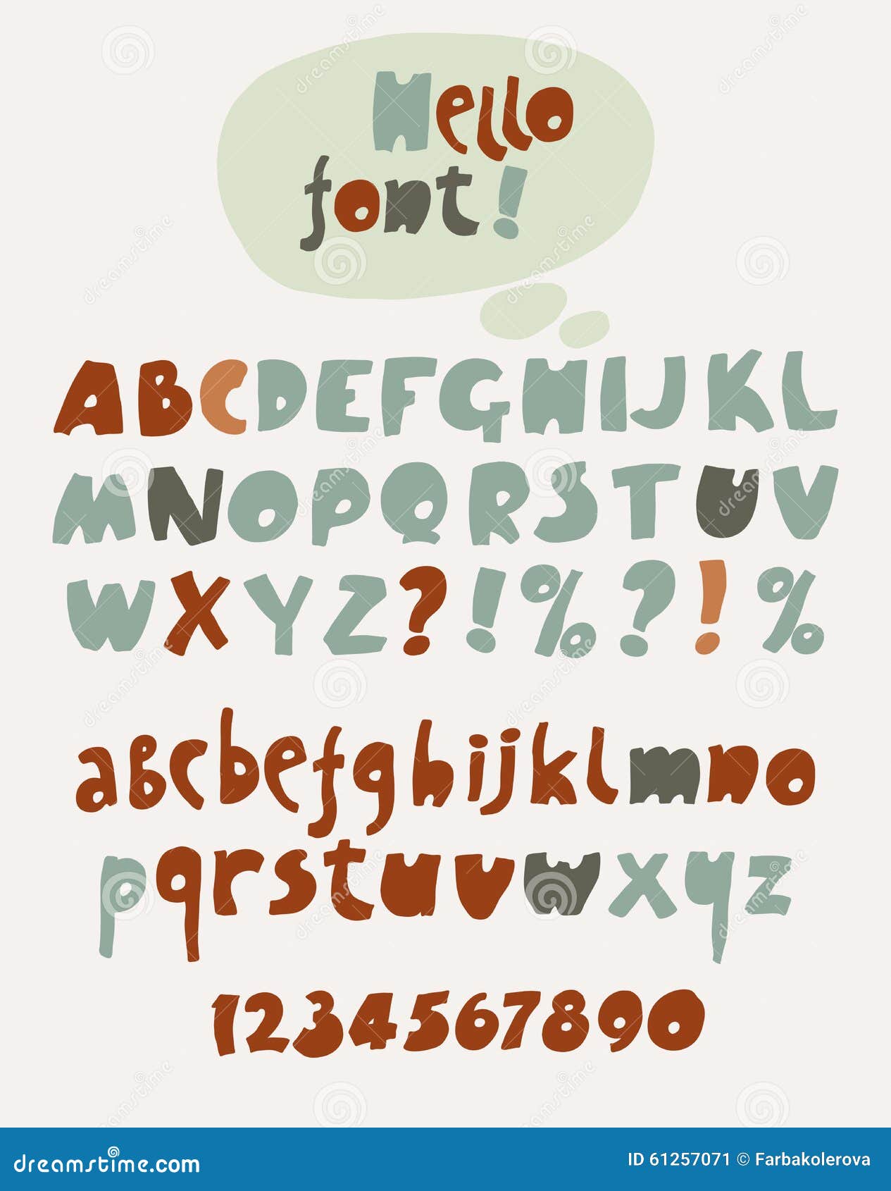 Hand Drawn Retro Color Font. Vector Illustration Stock Vector ...