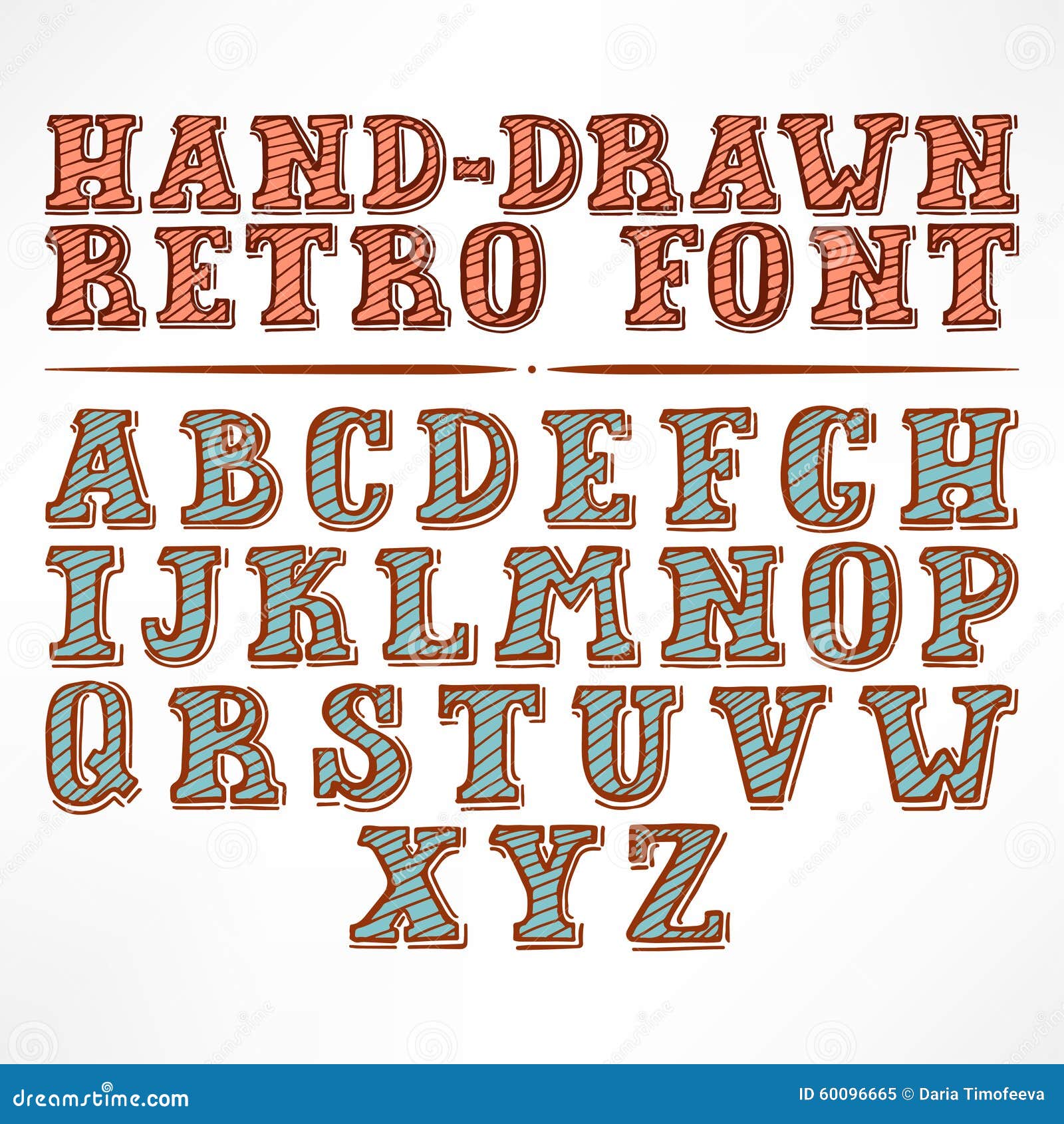 Hand-drawn retro font stock vector. Illustration of decoration - 60096665