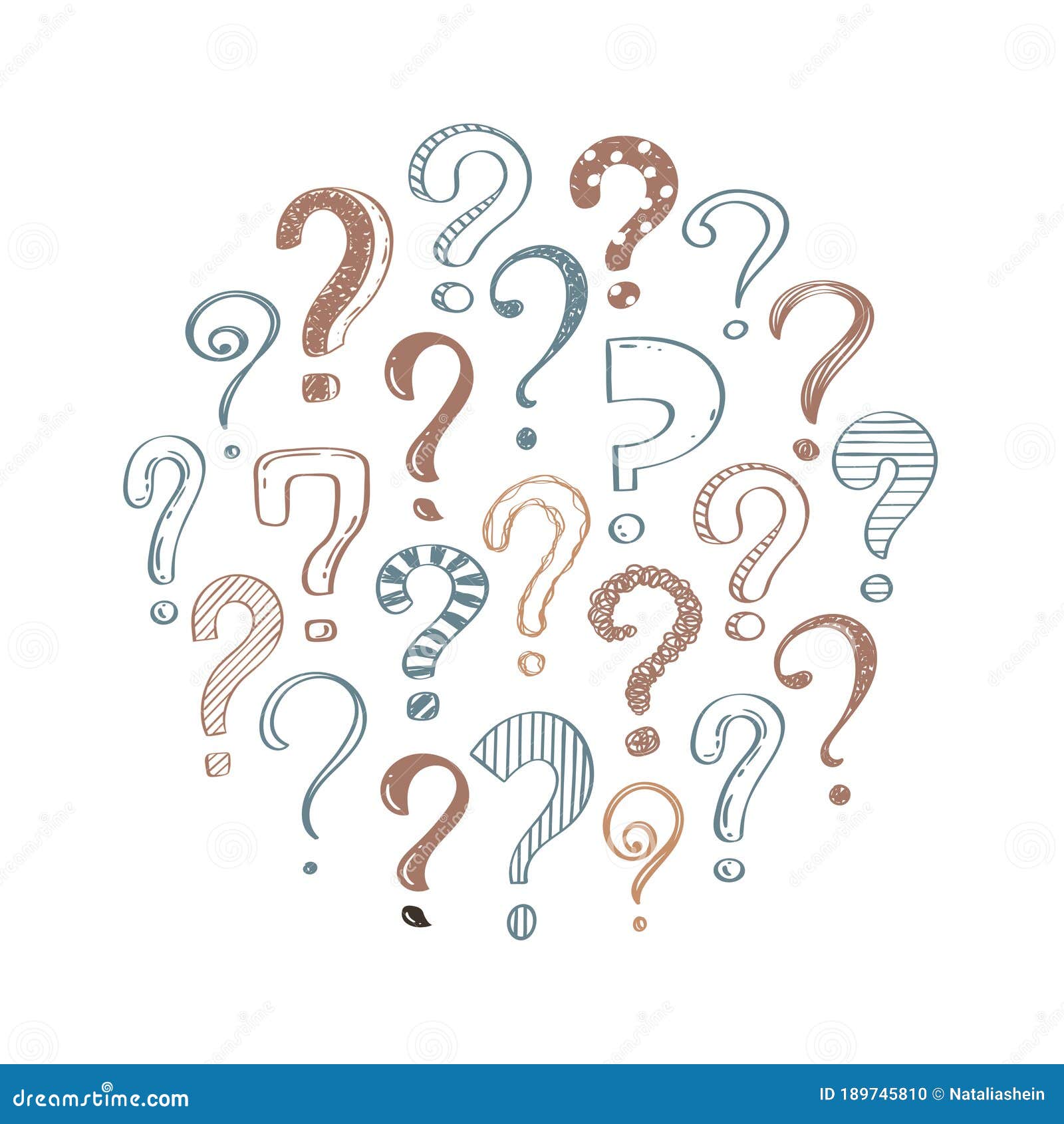 Hand Drawn Retro Question Marks on White Background Stock Vector ...