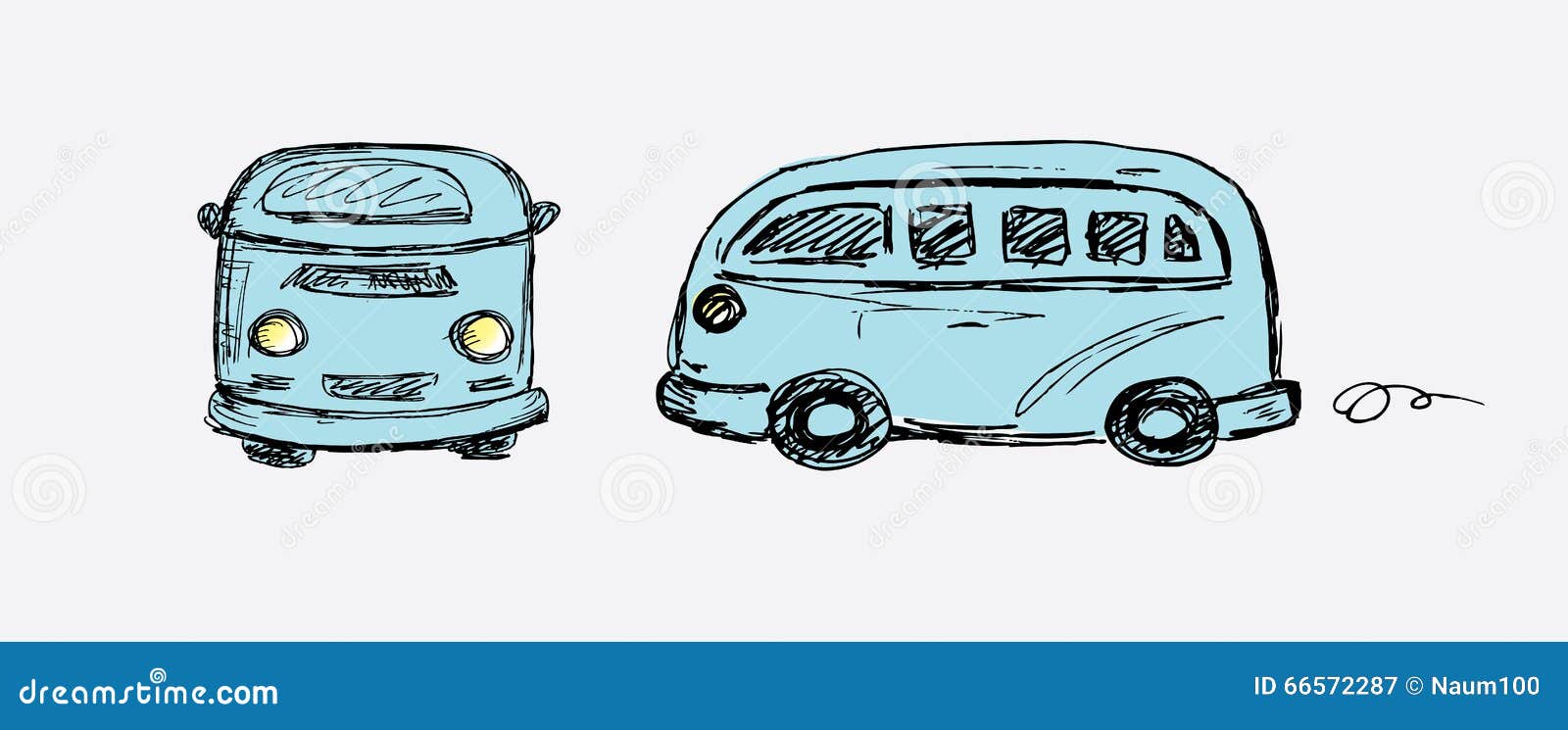 Hand drawn retro van stock vector. Illustration of auto - 66572287