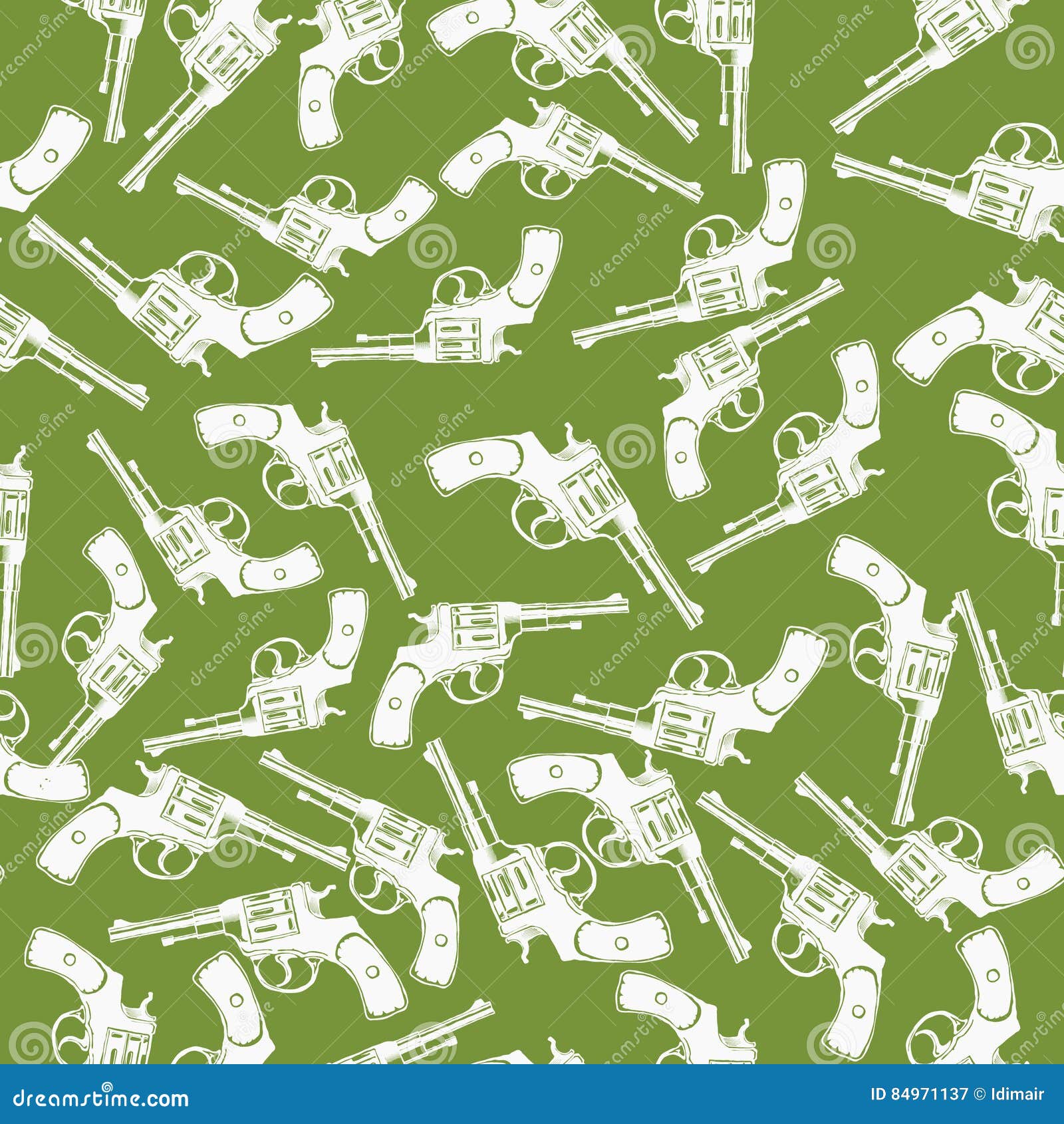Hand Drawn Revolver Gun Seamless Pattern Vector Stock Vector ...