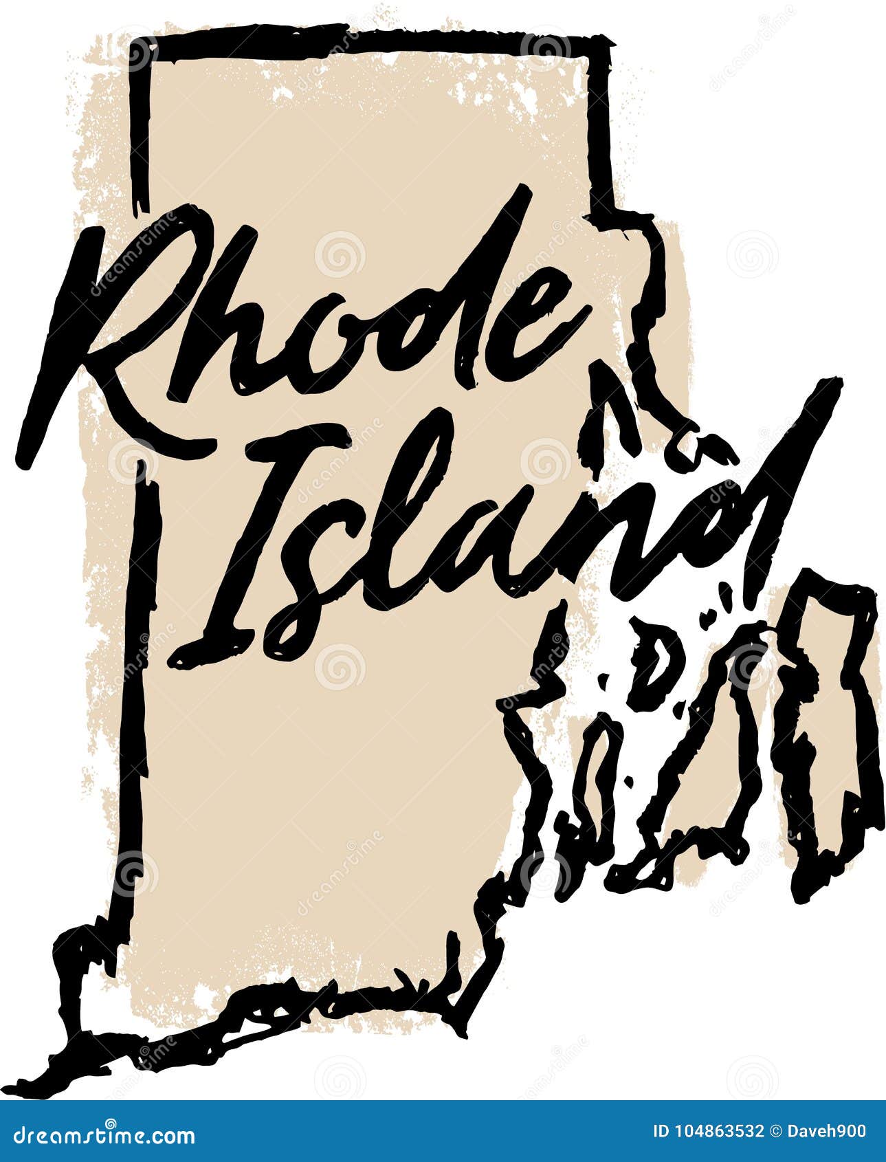 Hand Drawn Rhode Island State Design Stock Vector - Illustration of ...