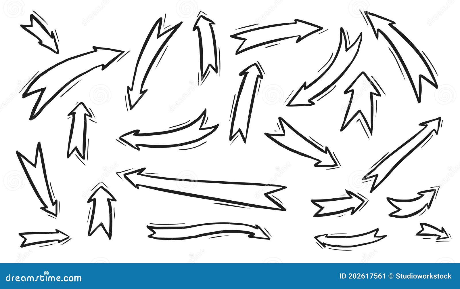 Hand Drawn Ribbon Arrow Stickerst Isolated Set Stock Illustration ...