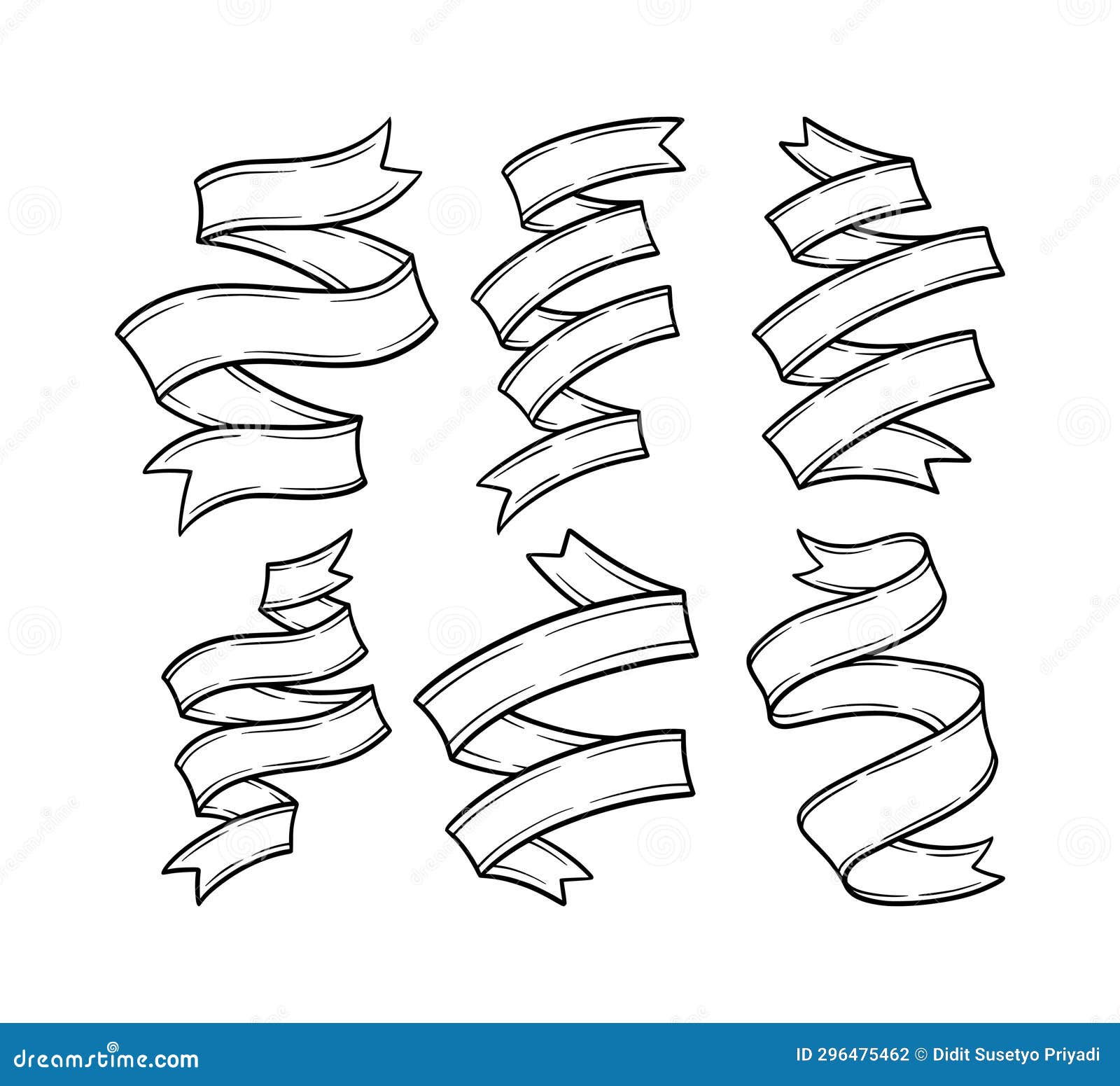 Hand Drawn Ribbon Banner Collection Stock Illustration - Illustration ...