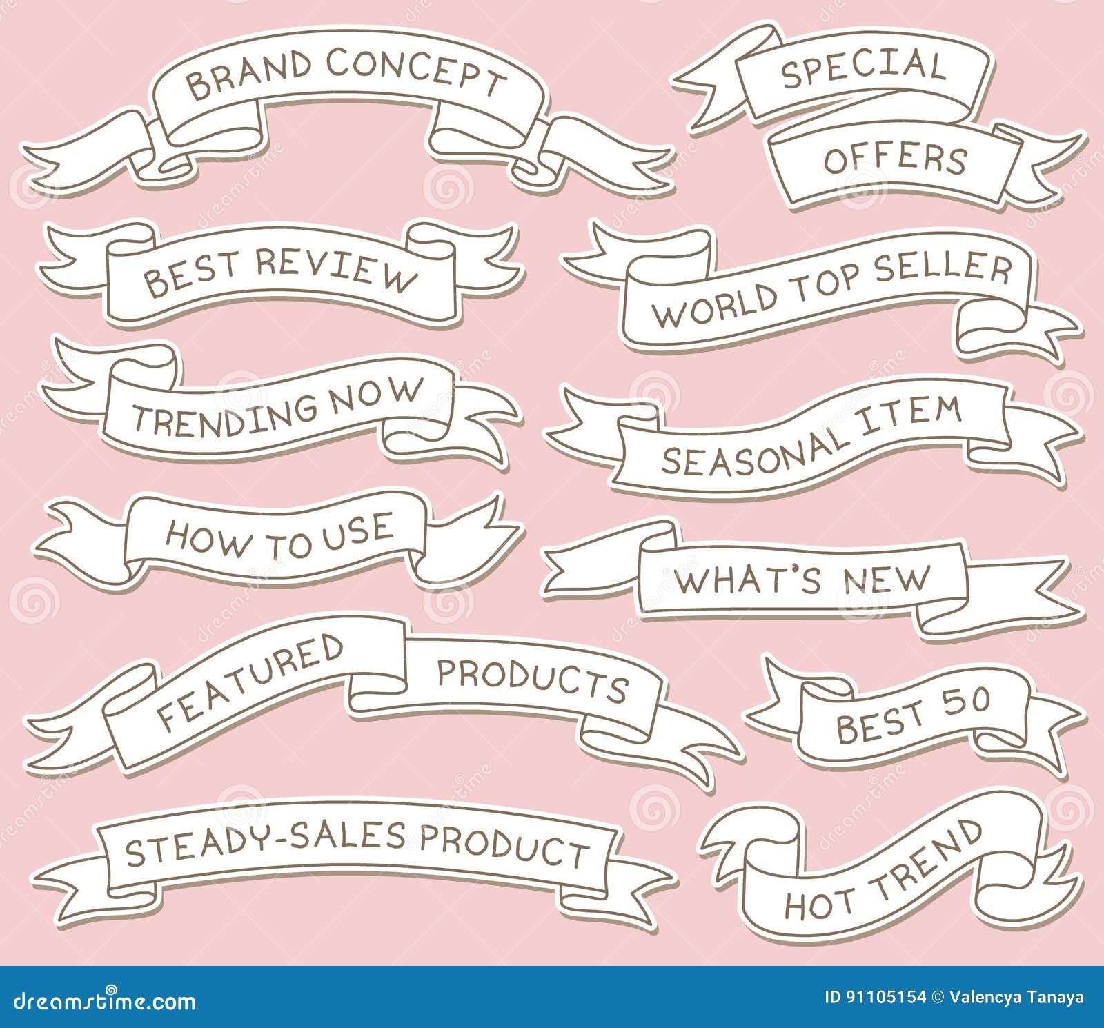 Hand Drawn Ribbon Banners Set with Handwritten Messages Stock Vector ...