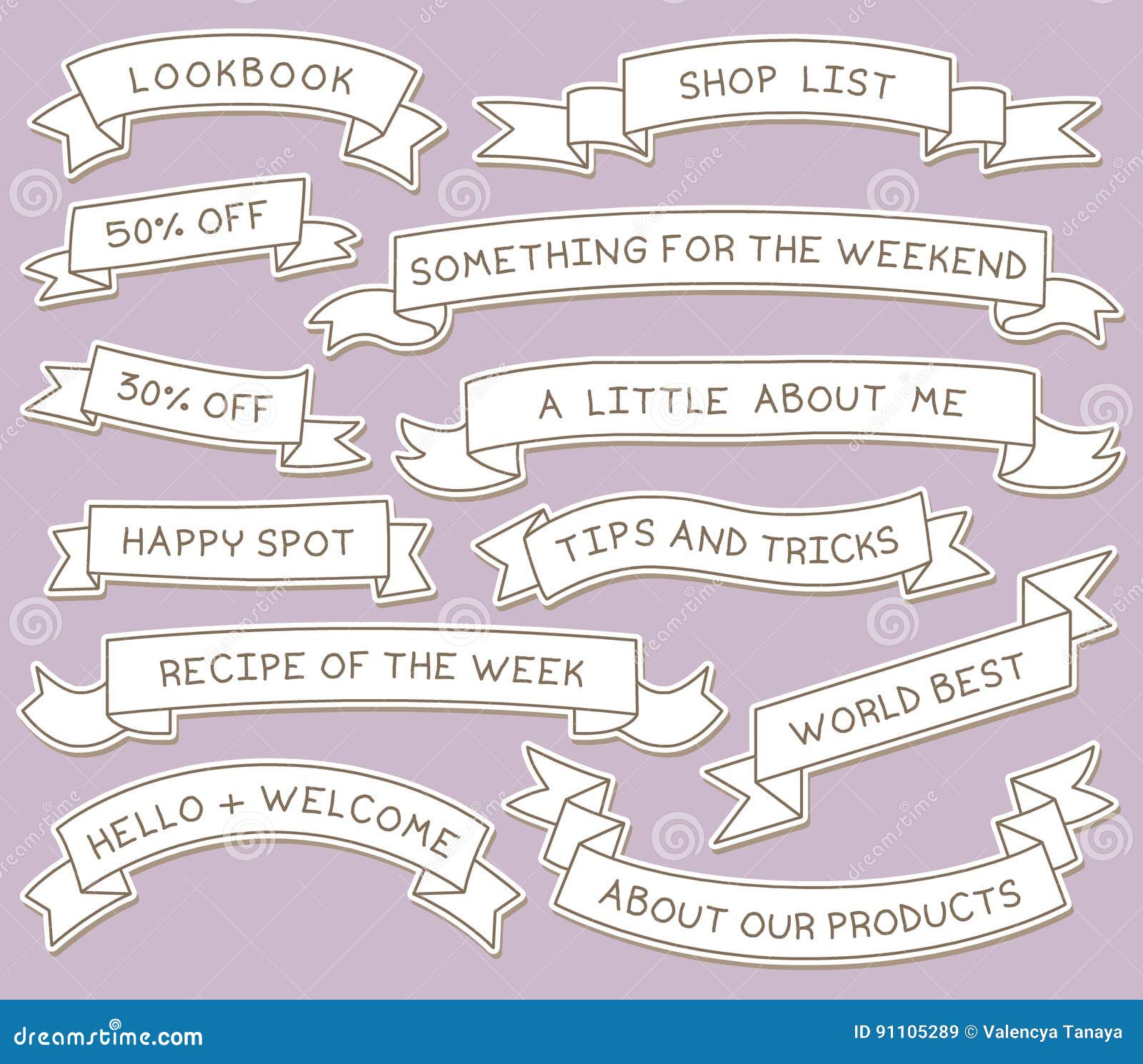 Hand Drawn Ribbon Banners Set with Handwritten Messages Stock Vector ...