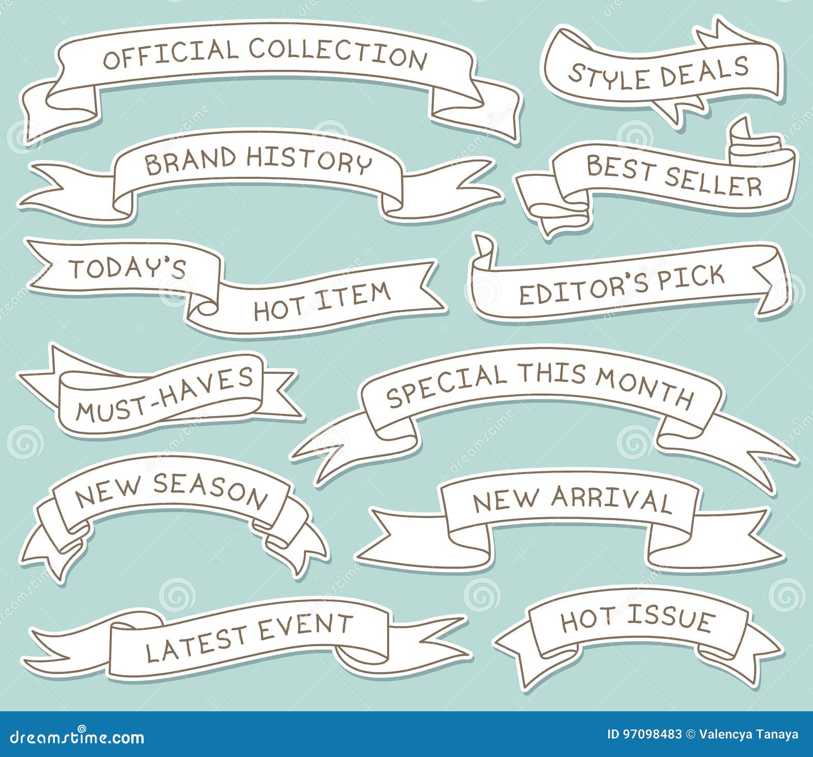 Hand Drawn Ribbon Banners Set with Handwritten Messages Stock Vector ...