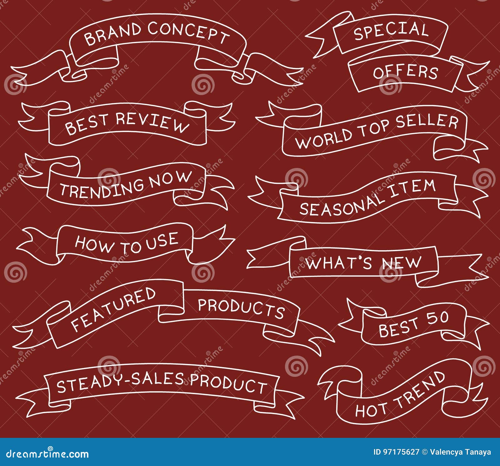 Hand Drawn Ribbon Banners Set with Handwritten Messages Stock Vector ...