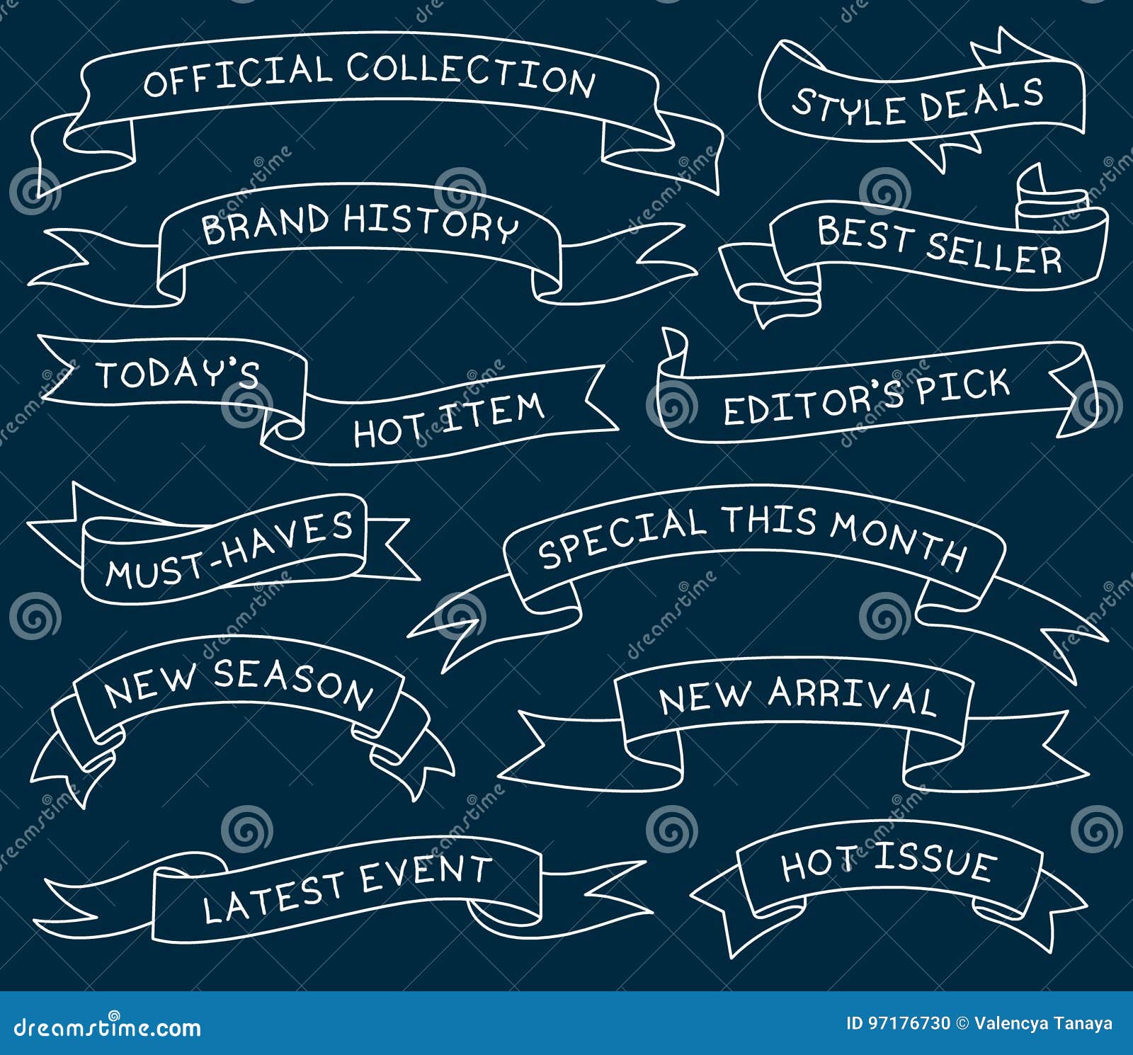 Hand Drawn Ribbon Banners Set with Handwritten Messages Stock Vector ...