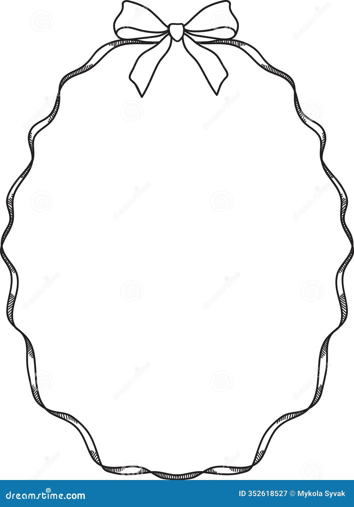 Hand Drawn Ribbon Oval Frame Stock Illustration - Illustration of ...