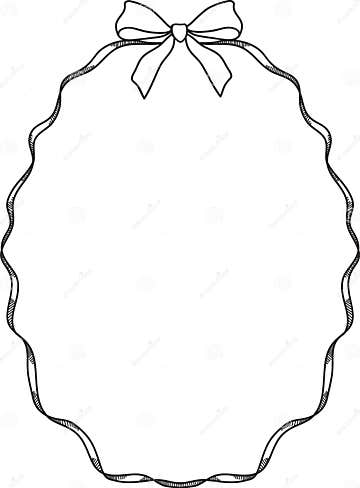 Hand Drawn Ribbon Oval Frame Stock Illustration - Illustration of ...