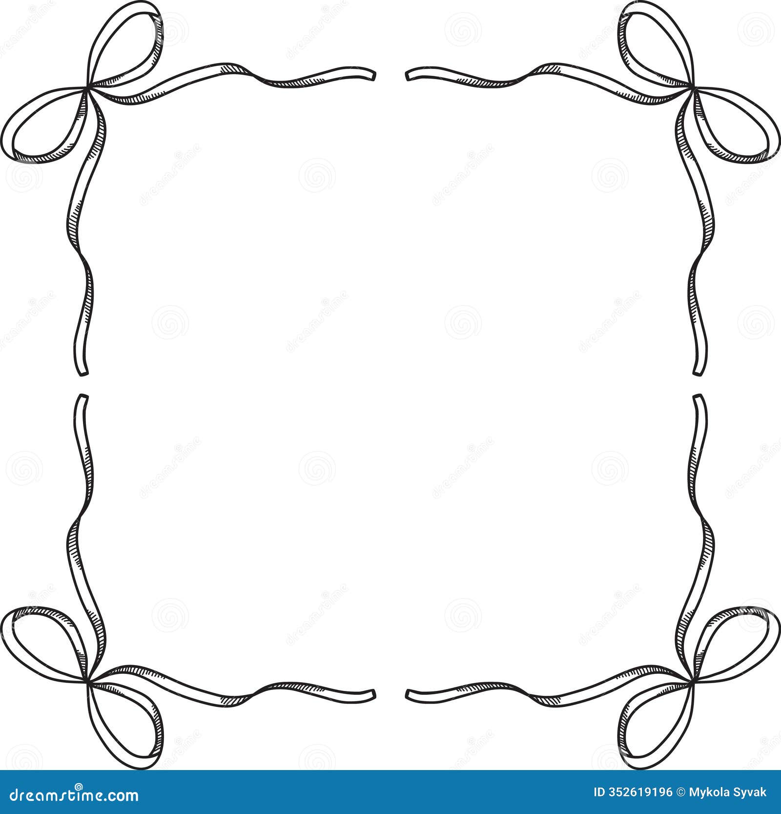 Hand Drawn Ribbon Square Frame Stock Illustration - Illustration of ...