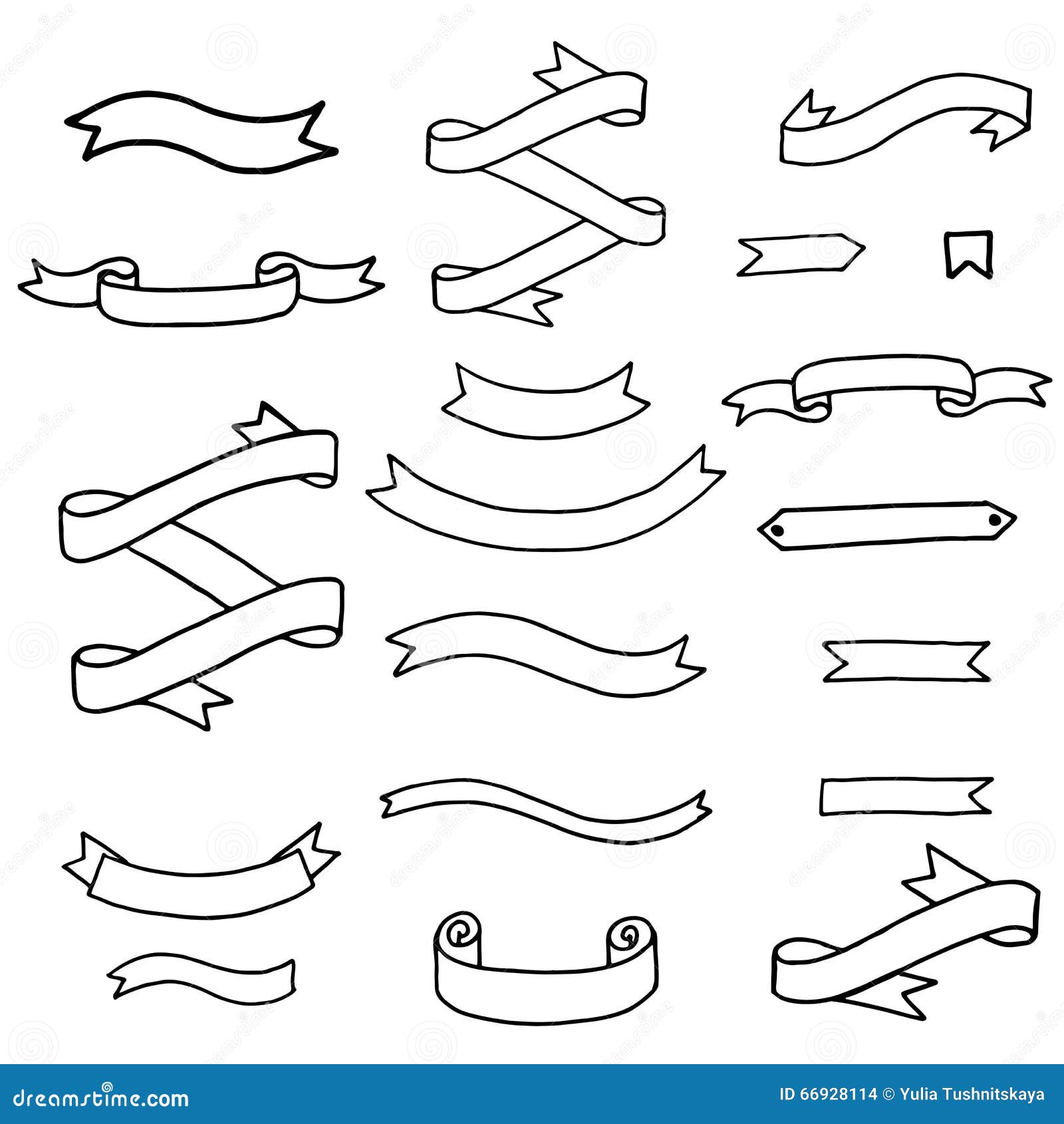 Hand Drawn Ribbons,banner Collection Stock Vector - Illustration of ...