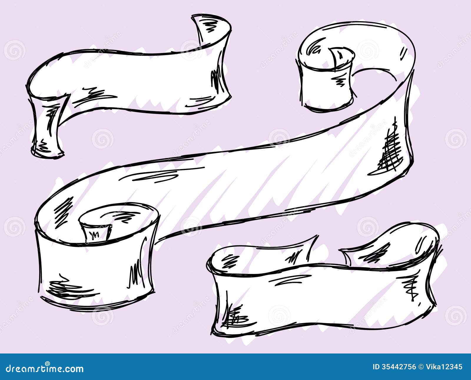 Hand drawn ribbons stock vector. Illustration of drawing - 35442756