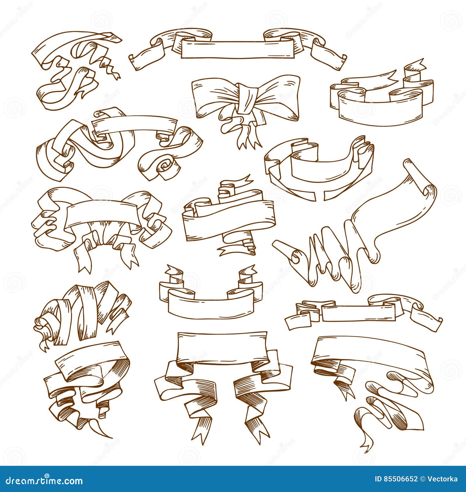 Hand Drawn Ribbons stock vector. Illustration of hand - 85506652