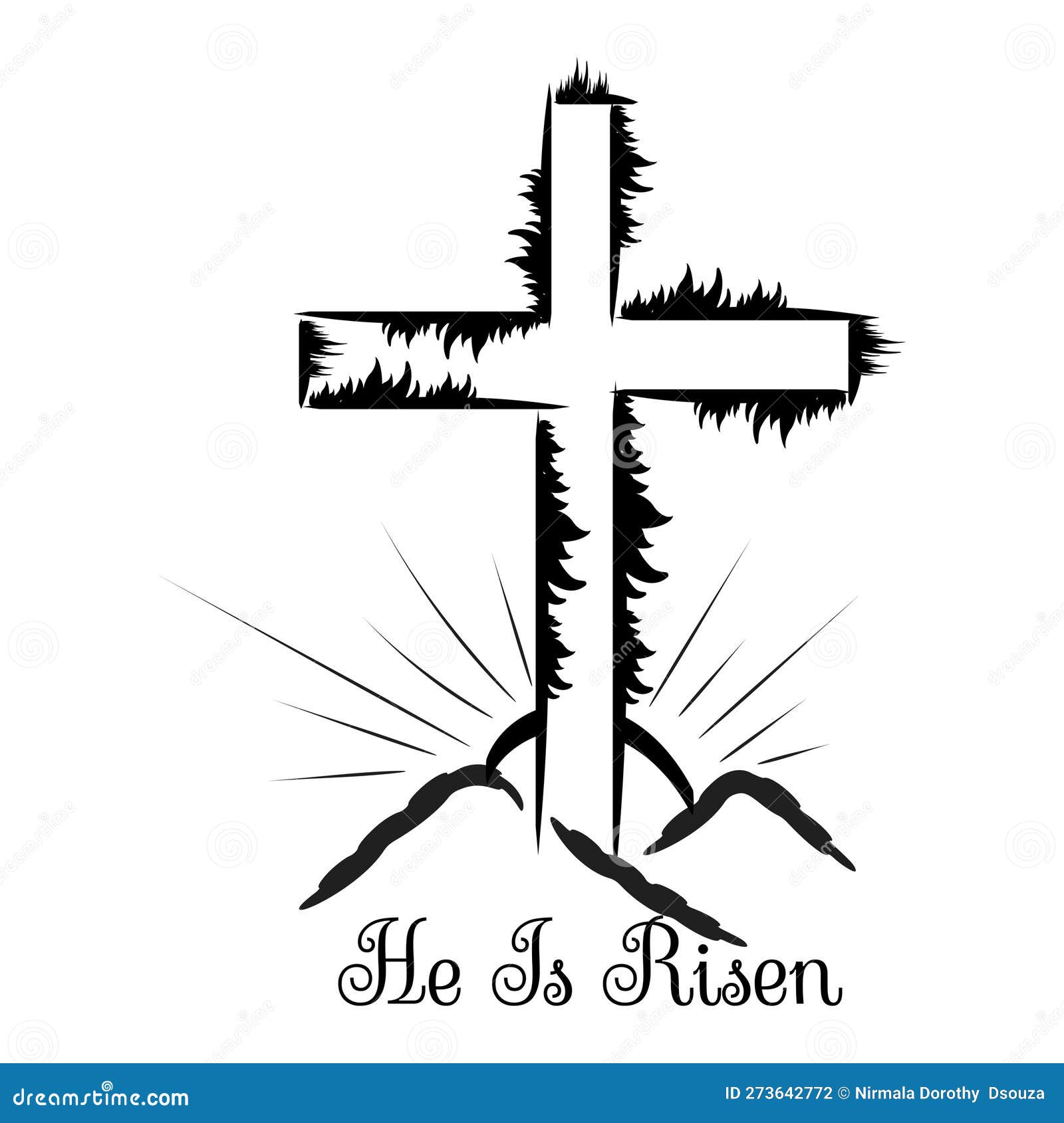 Hand Drawn he is Risen Calligraphy Easter Text Stock Vector ...