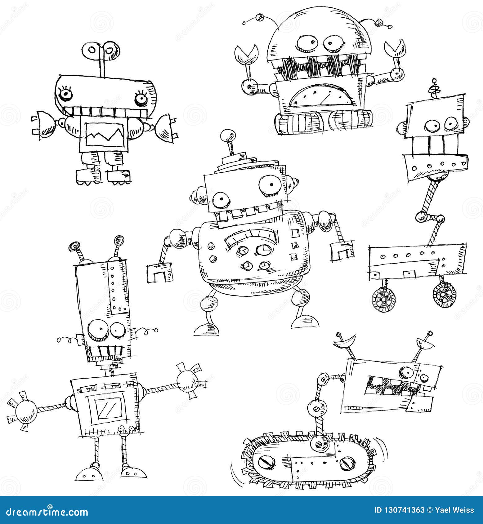 Robot Doodles Pattern. Vector Illustration | CartoonDealer.com #89905102