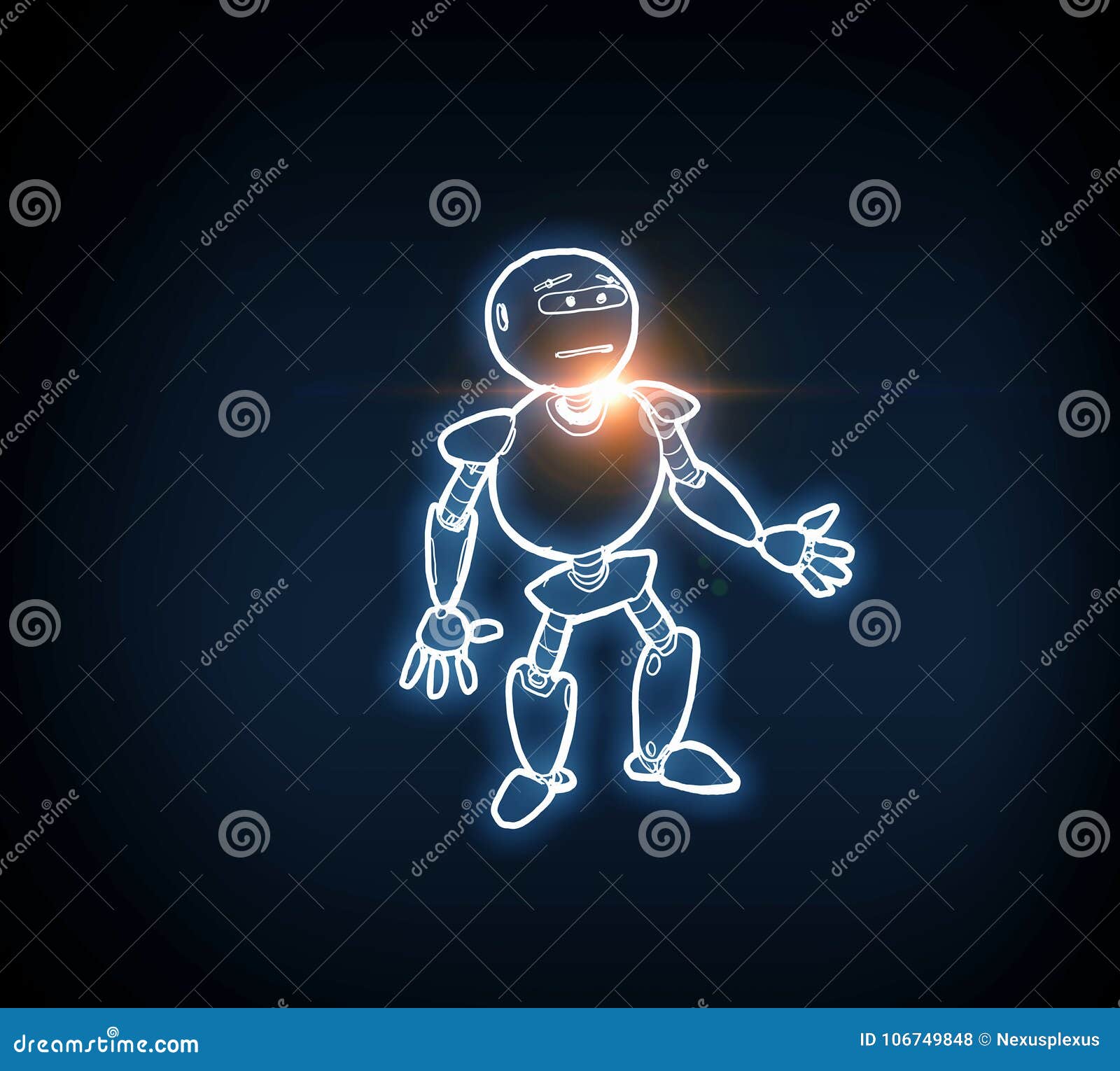 Hand drawn robot stock illustration. Illustration of sketch - 106749848