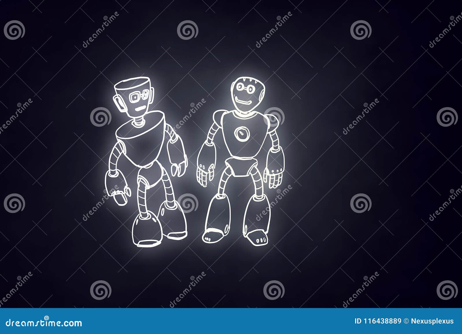 Hand drawn robot stock illustration. Illustration of sketch - 116438889