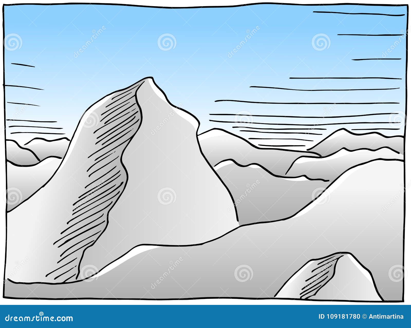 Hand drawn rock landscape stock vector. Illustration of nature - 109181780