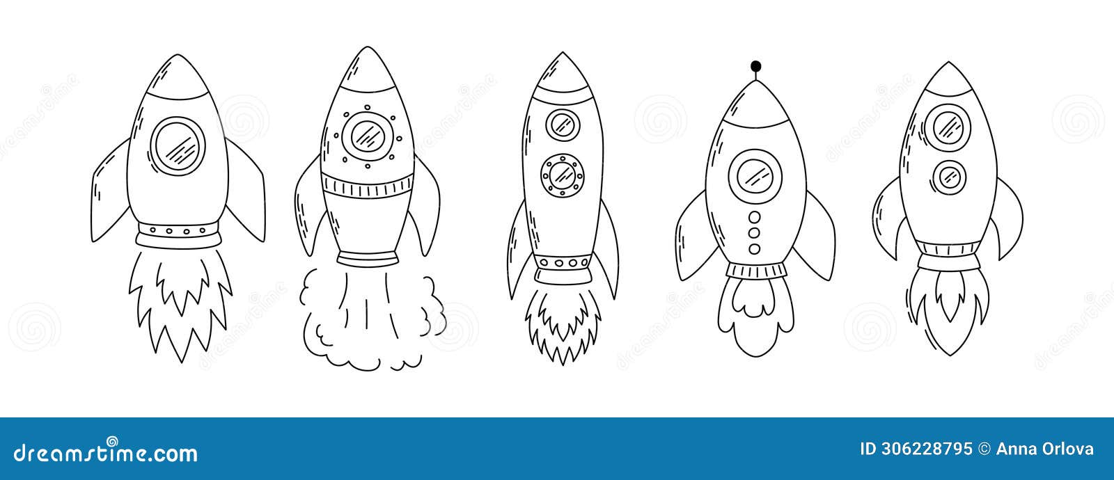 Hand Drawn Rocket Ship Doodle Icon on White Background Stock Vector ...