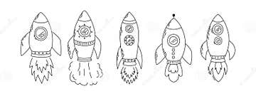 Hand Drawn Rocket Ship Doodle Icon on White Background Stock Vector ...