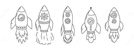 Hand Drawn Rocket Ship Doodle Icon on White Background Stock Vector ...