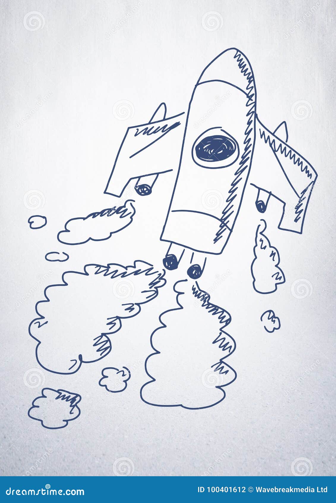 Hand-drawn Rocket on White Wall Stock Illustration - Illustration of ...