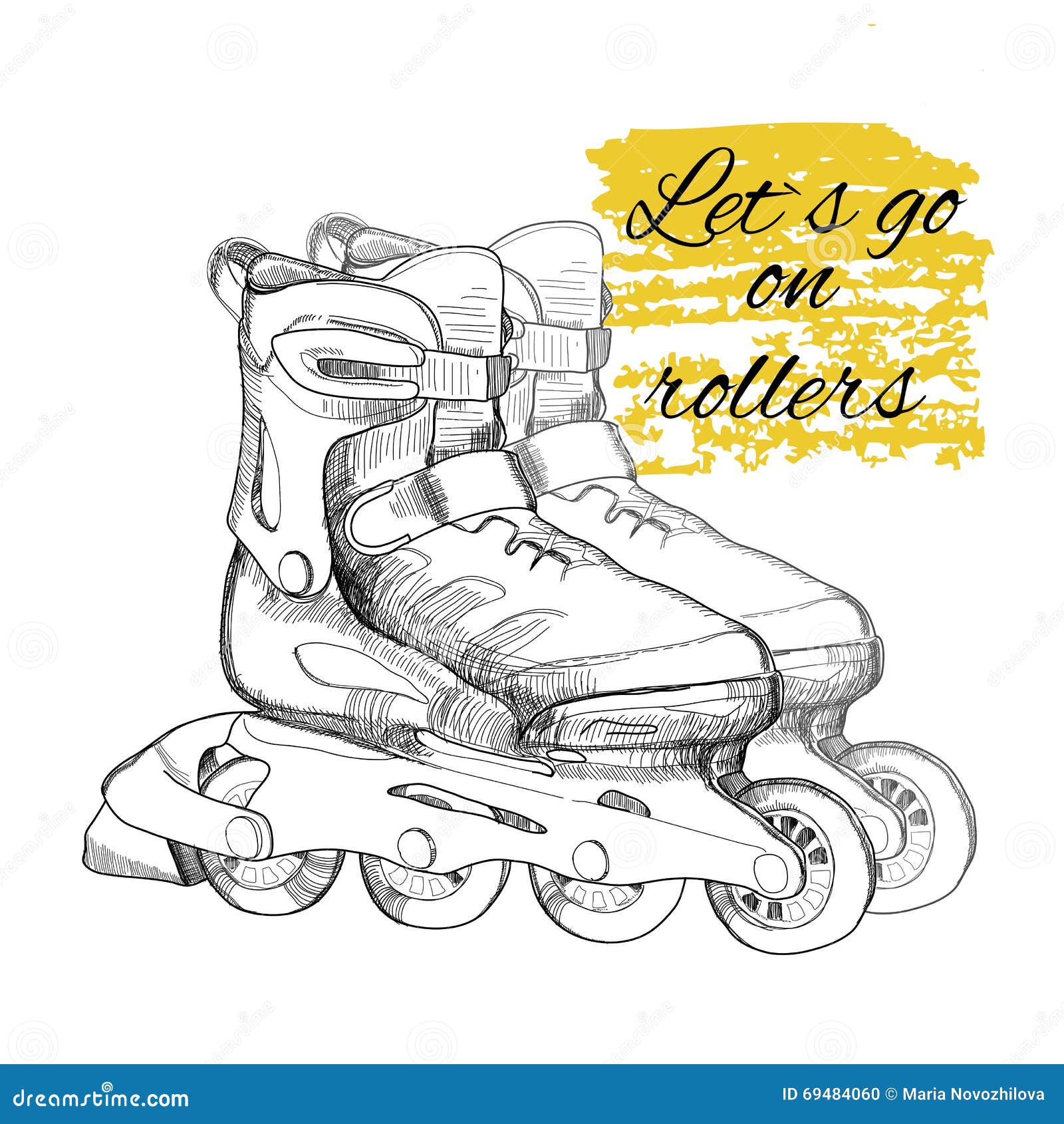 Hand Drawn Roller Skate. Graphic Object for Sport Stock Vector ...