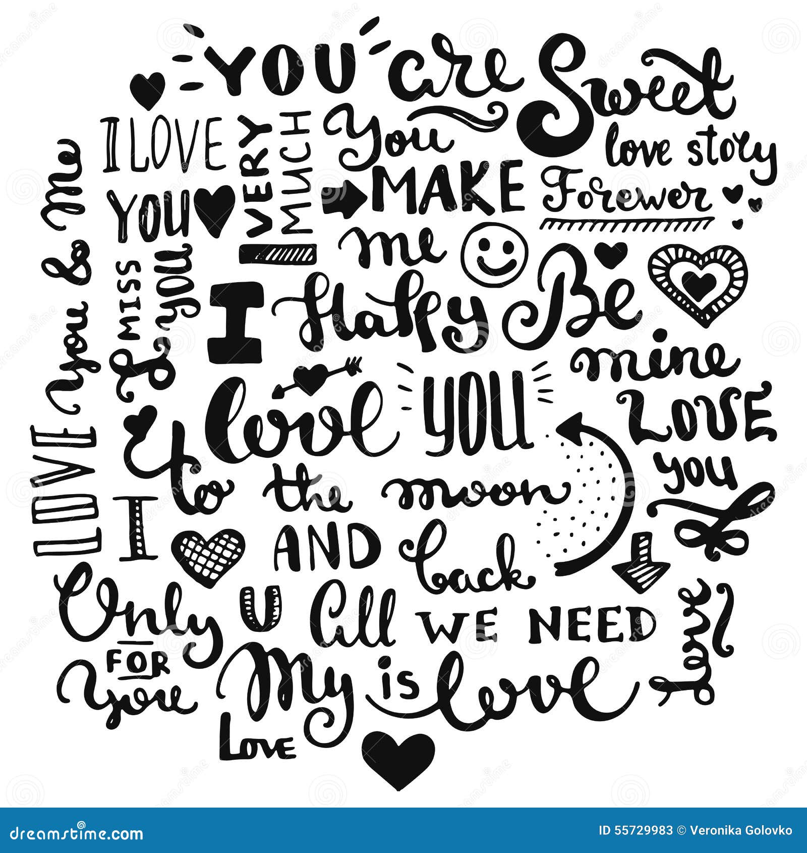 Hand Drawn Romantic Typography Stock Vector - Illustration of text ...