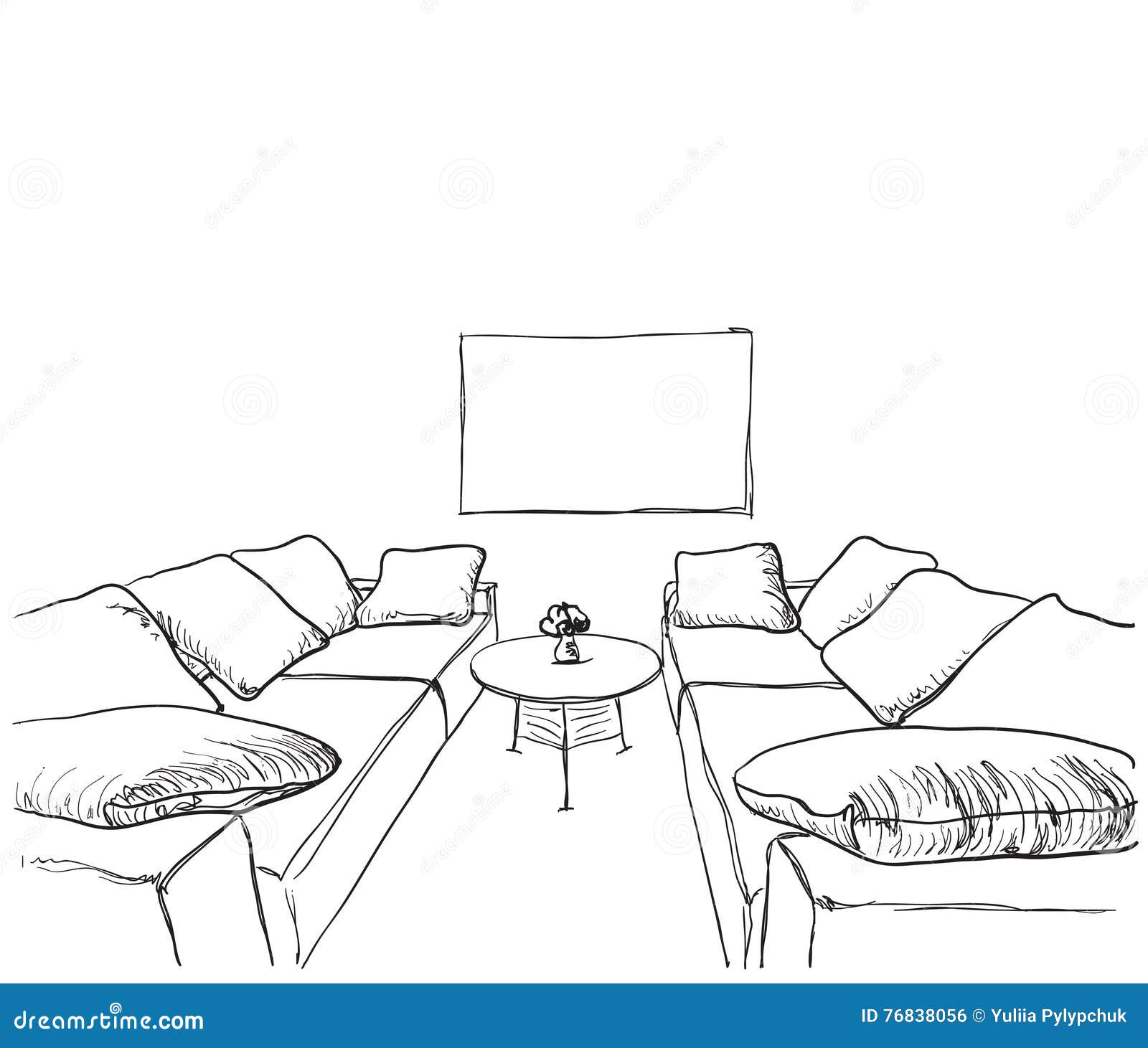 Hand Drawn Room Interior Sketch Stock Vector - Illustration of white ...