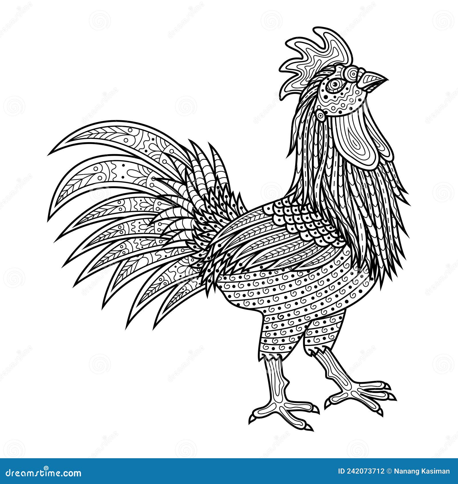 Hand Drawn of Rooster in Zentangle Style Stock Vector - Illustration of ...