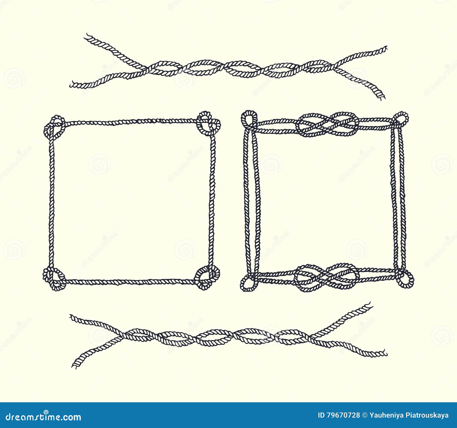 Hand Drawn Rope Frames and Borders Stock Vector - Illustration of kink ...